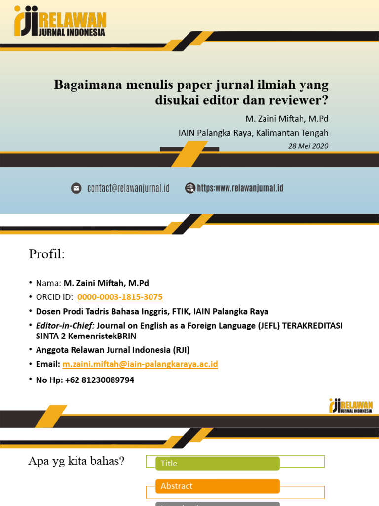 Menulis Paper Jurnal Ilmiah - M. Zaini Miftah | PDF | Linguistics ...