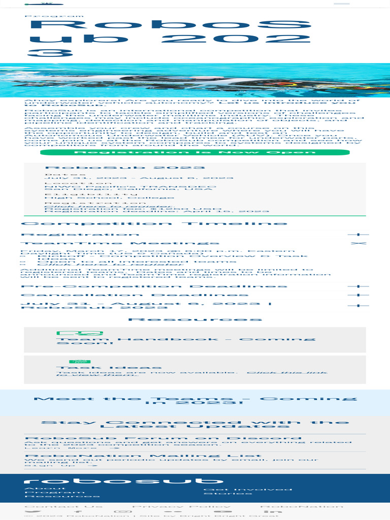 RoboSub 2023 - RoboSub | PDF | Business | Computers