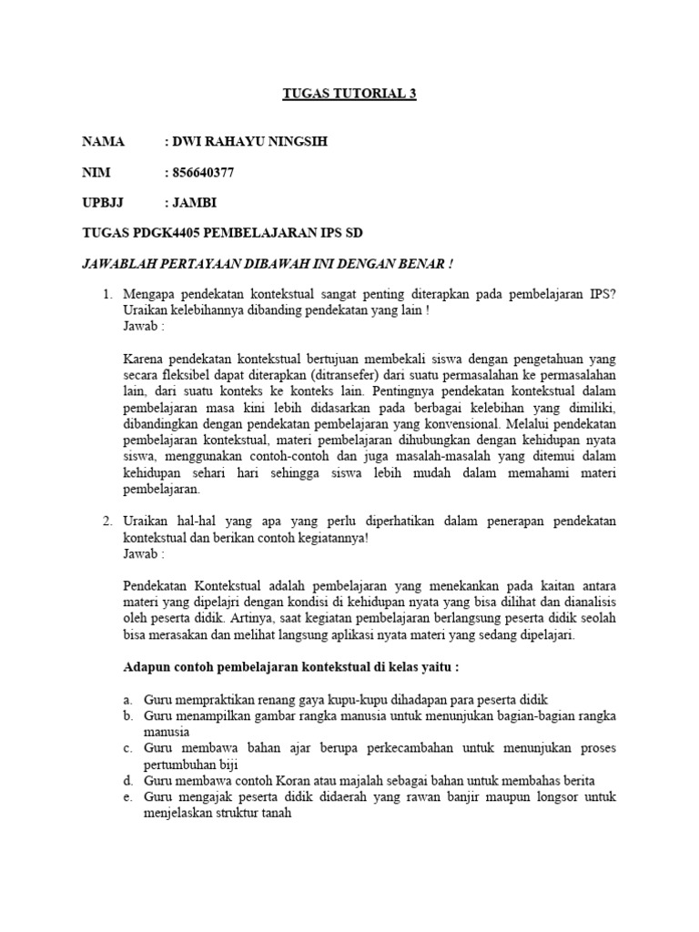 Tugas Pembelajaran IPS SD | PDF