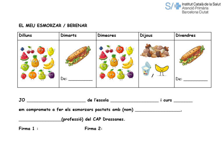 Esmorzar - Berenar - Dibuixos | PDF
