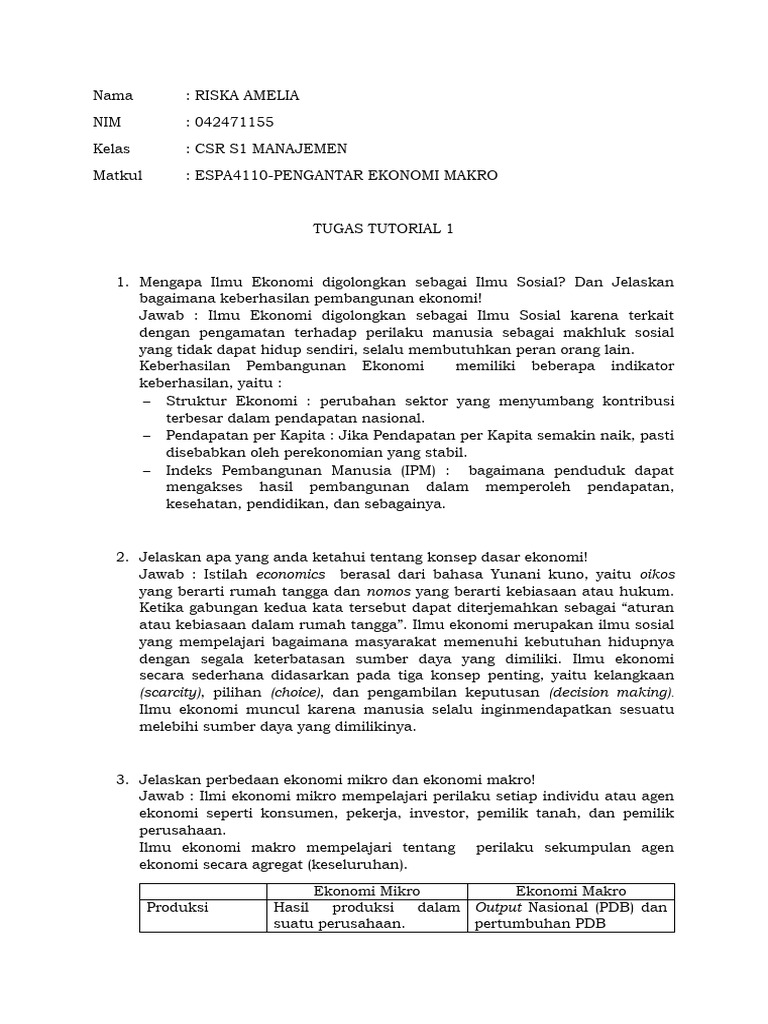 Espa4110 - Tugas Tutorial 1 | PDF