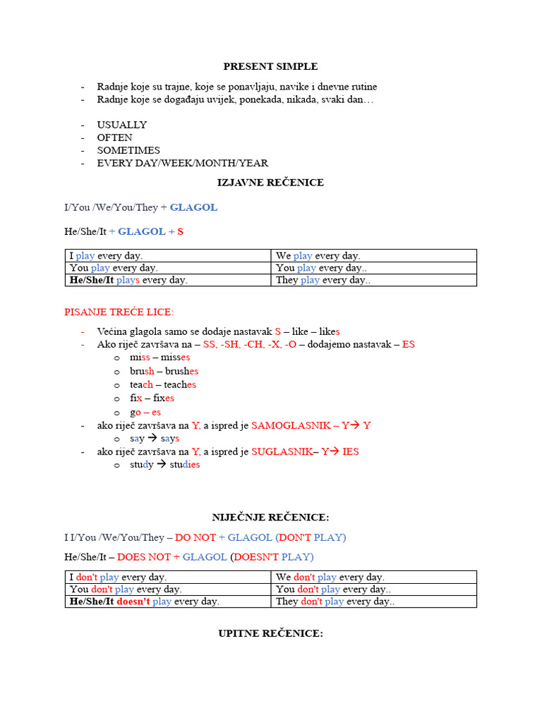 Present Simple Formula | PDF