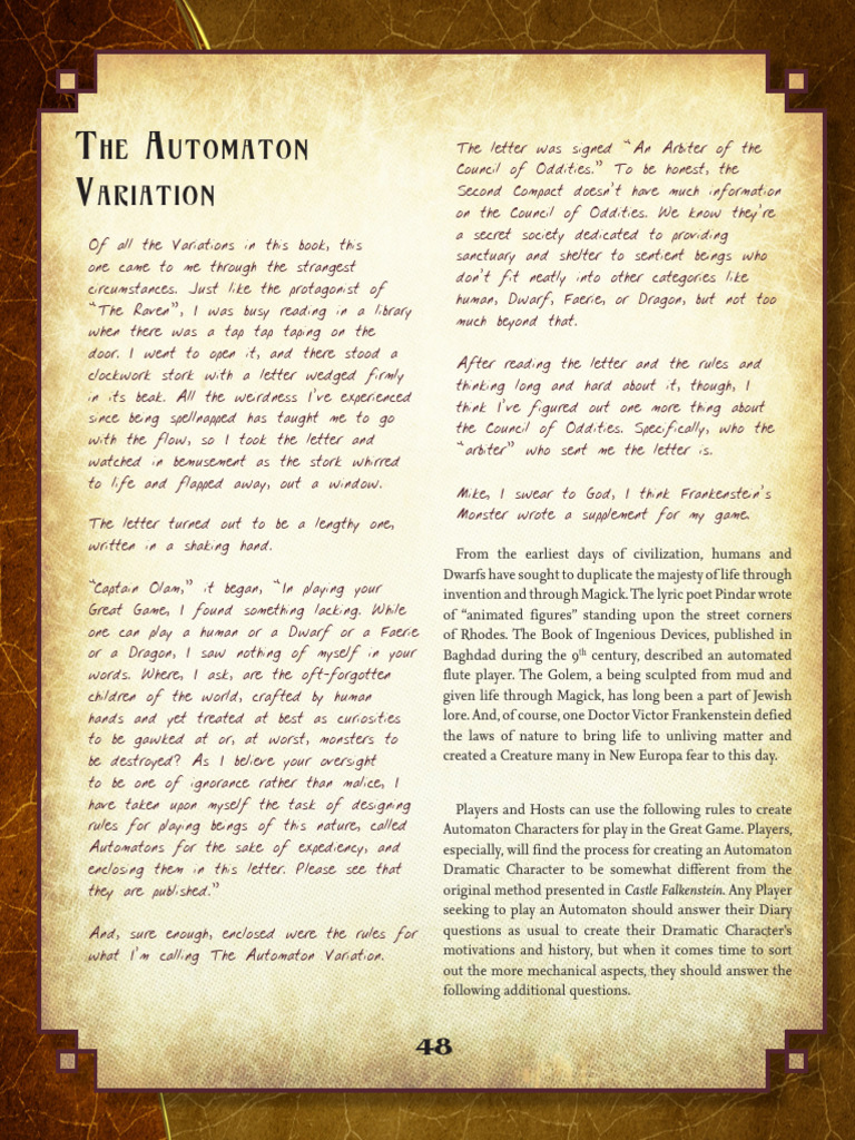 Automaton Variation Rules for Gameplay | PDF | Steam Engine | Armour