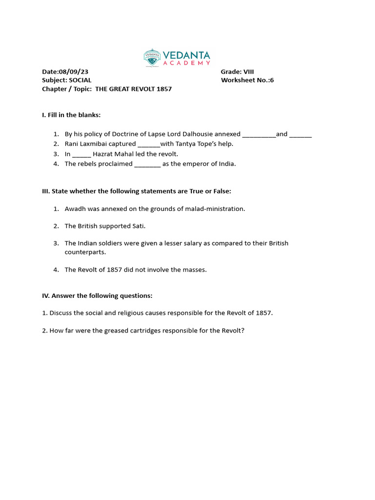 Grade-8 Social Worksheet-6 | PDF | History