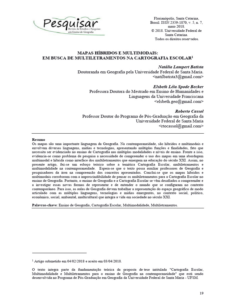 Mapas Híbridos e Multimodais em Busca de Multiletramentos Na Cartografia Escolar | PDF ...
