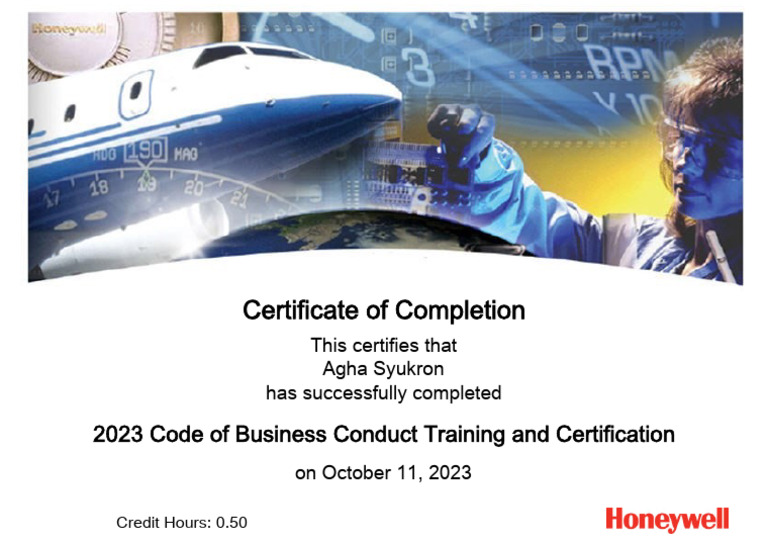 Certificate of Completion - Code of Conduct | PDF