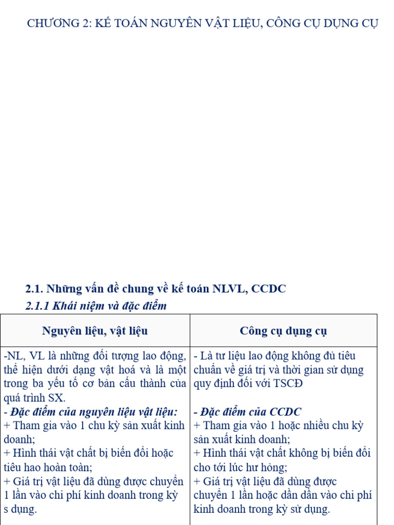Chương 2- Kế Toán Nguyên Vật Liệu, Ccdc | PDF