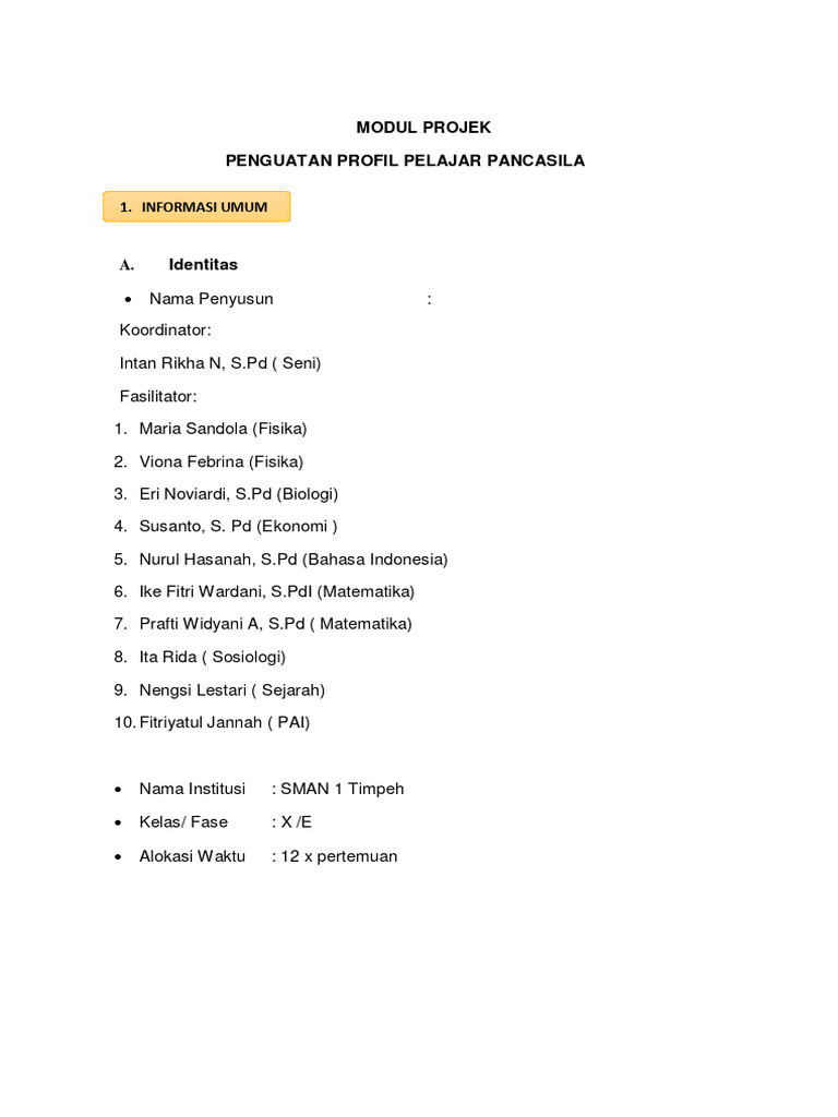 Modul Projek - Modul Projek Gaya Hidup Berkelanjutan - Fase E | PDF
