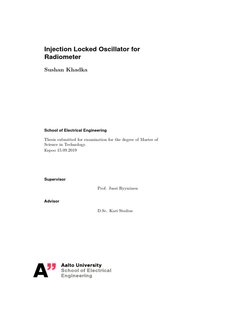Injection Locked Oscillator ForRadiometer | PDF | Electronic Oscillator ...