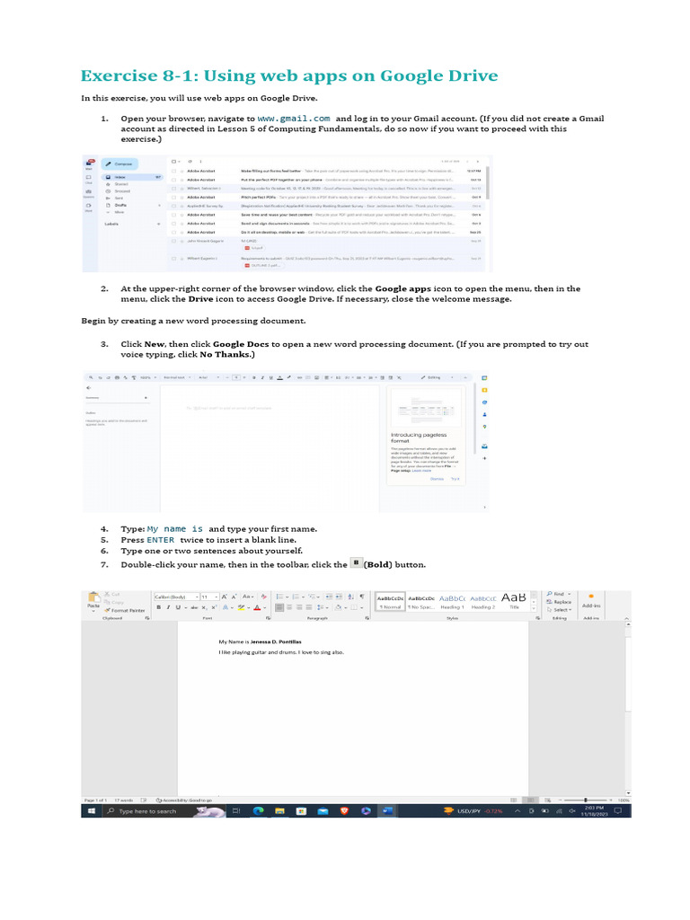 Google Drive and Mobile App Exercises | PDF | Mobile App | Window ...