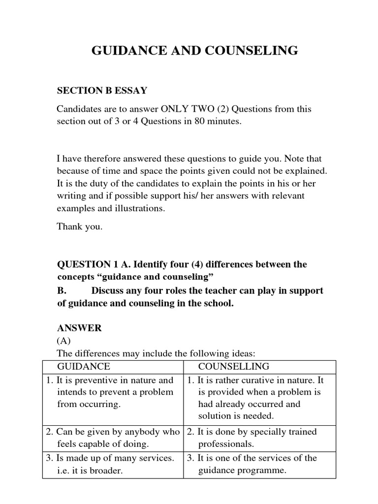 Guidance and Counseling Questions | PDF | Psychotherapy | Counseling ...