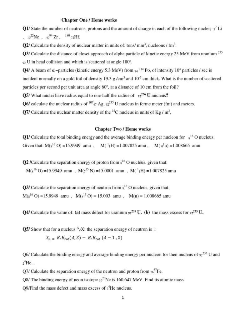HW Nuclear | PDF | Atomic Nucleus | Radioactive Decay
