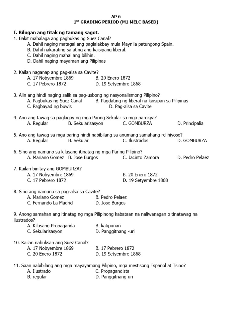Ap 6 Q1 (M1 Melc Based) | PDF
