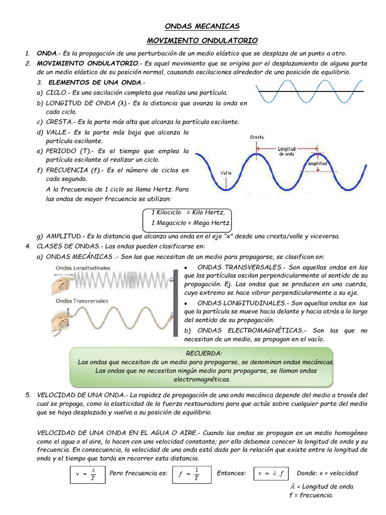 TEMA 18 Ondas Mecanicas | PDF | Olas | Sonido