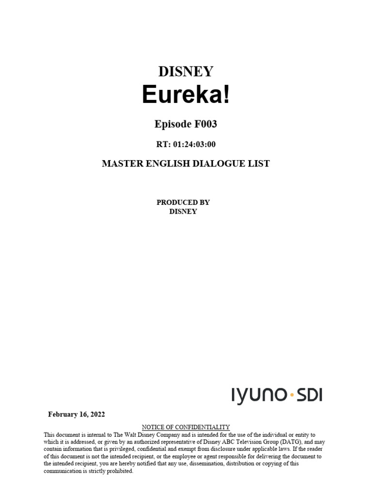 DialogueList Eureka F003 Final 02162022 | PDF