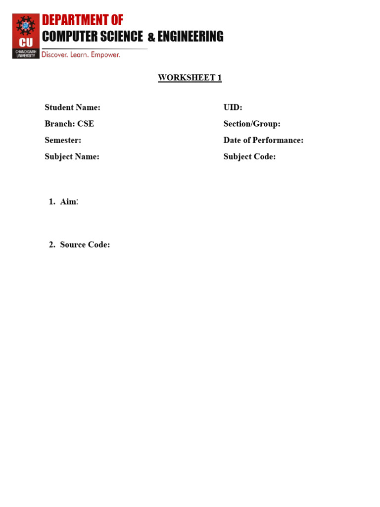 Worksheet Template | PDF
