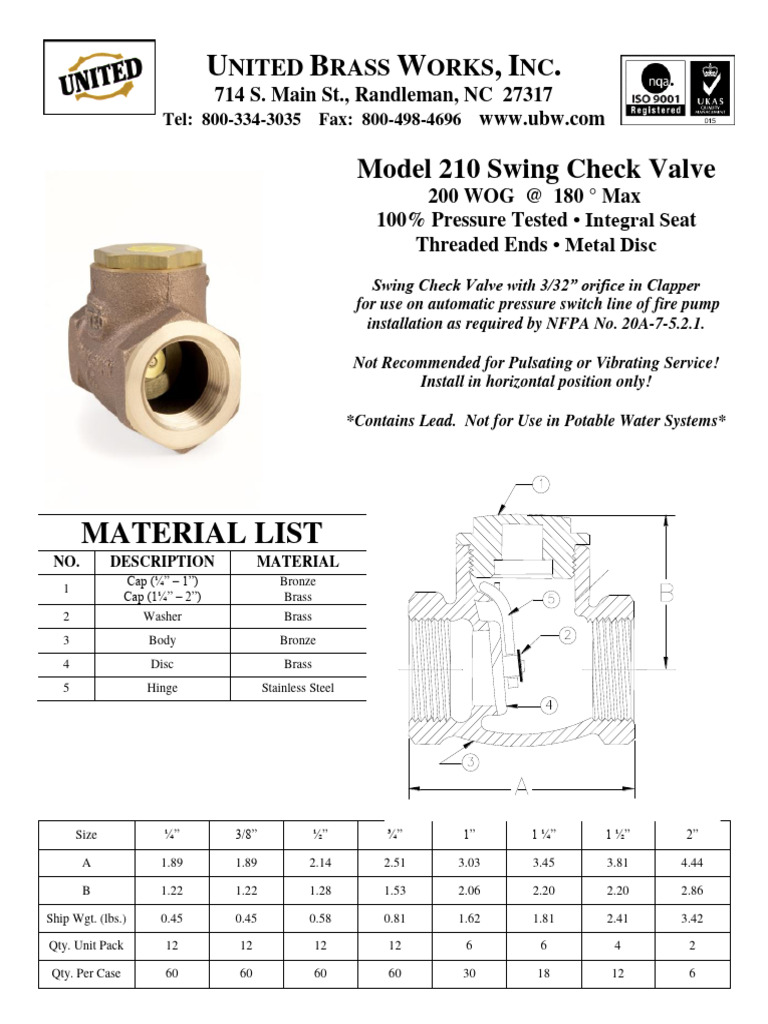 Swing Check Valve For Fire Pump | PDF