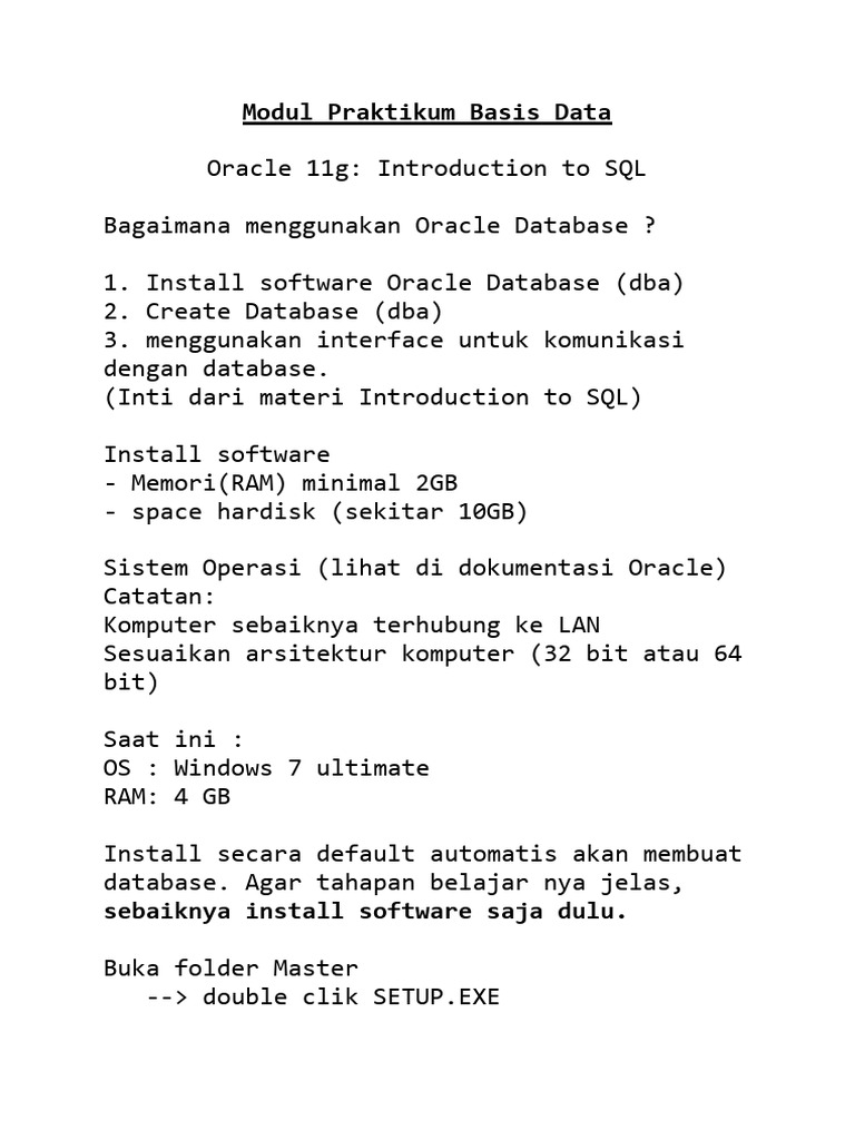 Modul Praktikum 1 Sistem Basis Data | PDF