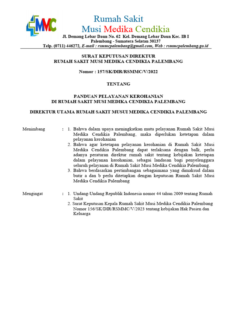 SK Pelayanan Kerohanian New | PDF
