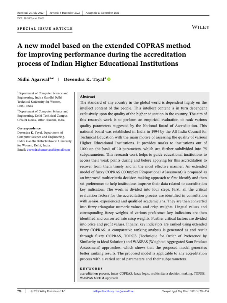 A New Model Based On Extended COPRAS Method | Download Free PDF | Fuzzy Logic | Function ...