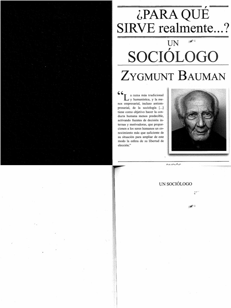 Para Que Sirve Realmente Un Sociógo - Zygmunt Bauman - Libro Completo - Leer U1 y U4 | PDF