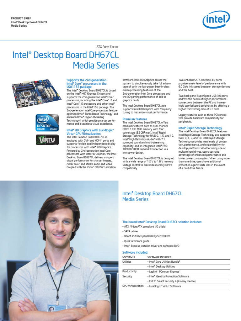 Desktop Board dh67cl Media Brief | PDF | Intel | Bios