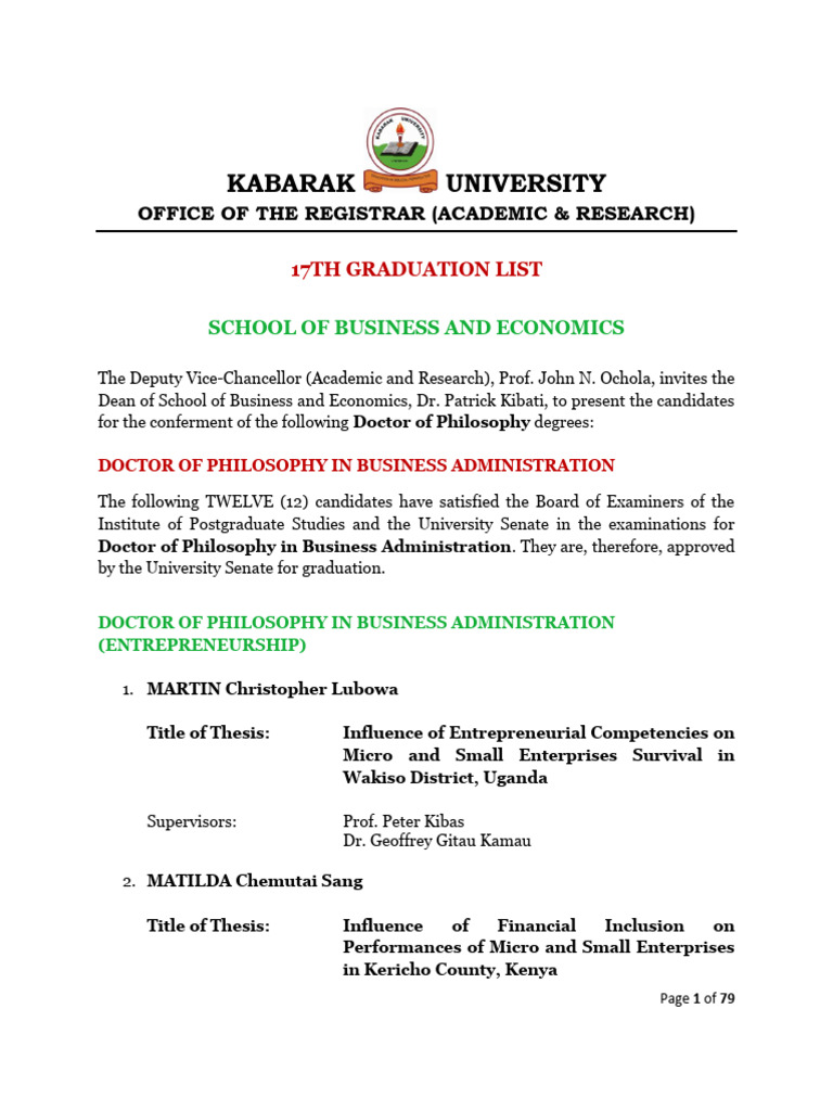 Graduation List 2021 | PDF | Thesis | Doctor Of Philosophy