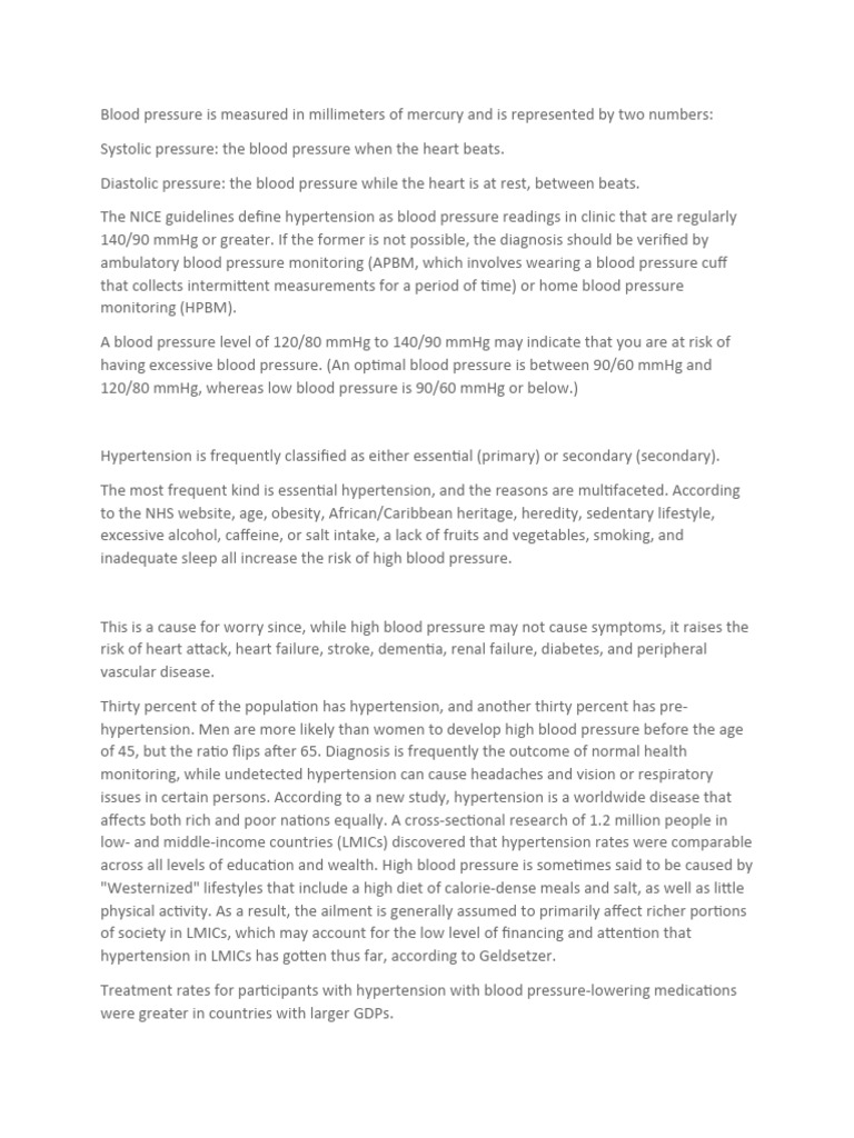 HYpertension | PDF | Hypertension | Blood Pressure