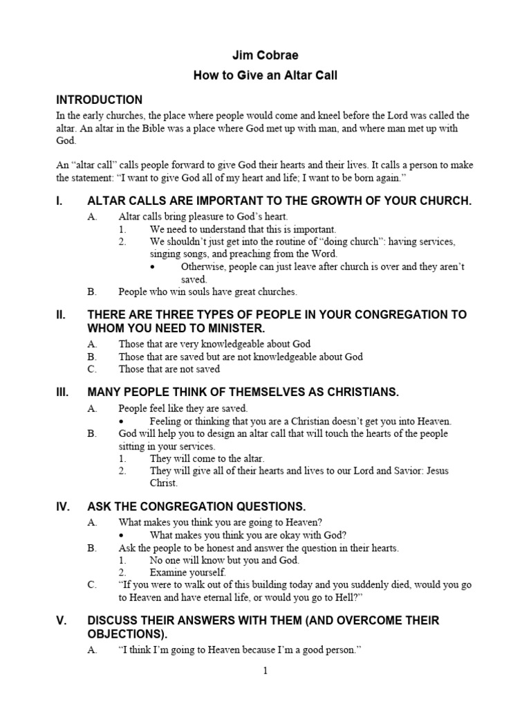 Effective Altar Call Strategies | PDF | Jesus | Born Again