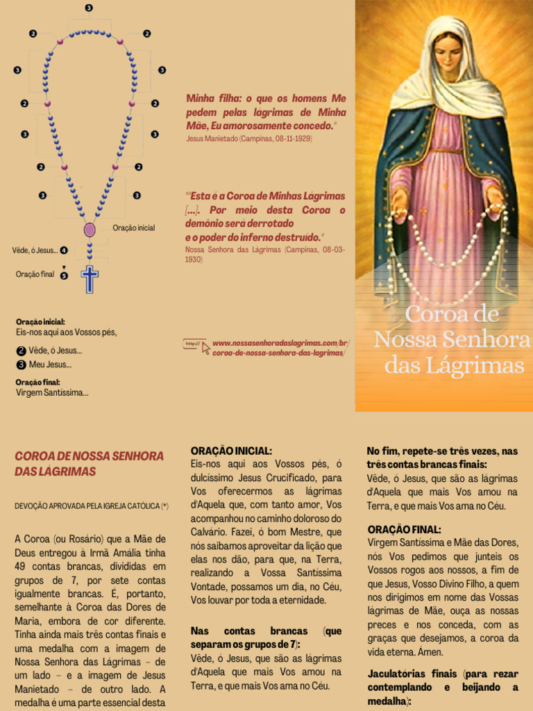 Coroa De Nossa Senhora Das Lágrimas Pdf Oração Maria Mãe De Jesus