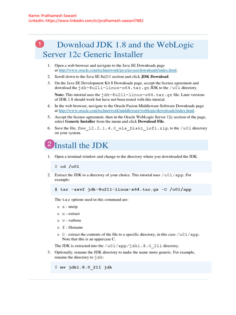 Weblogic Installation Steps | PDF | Installation (Computer Programs) | Java (Programming Language)
