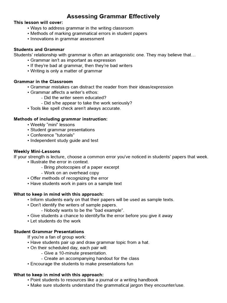 Assessing Grammar Effectively | PDF | Proofreading | Grammar