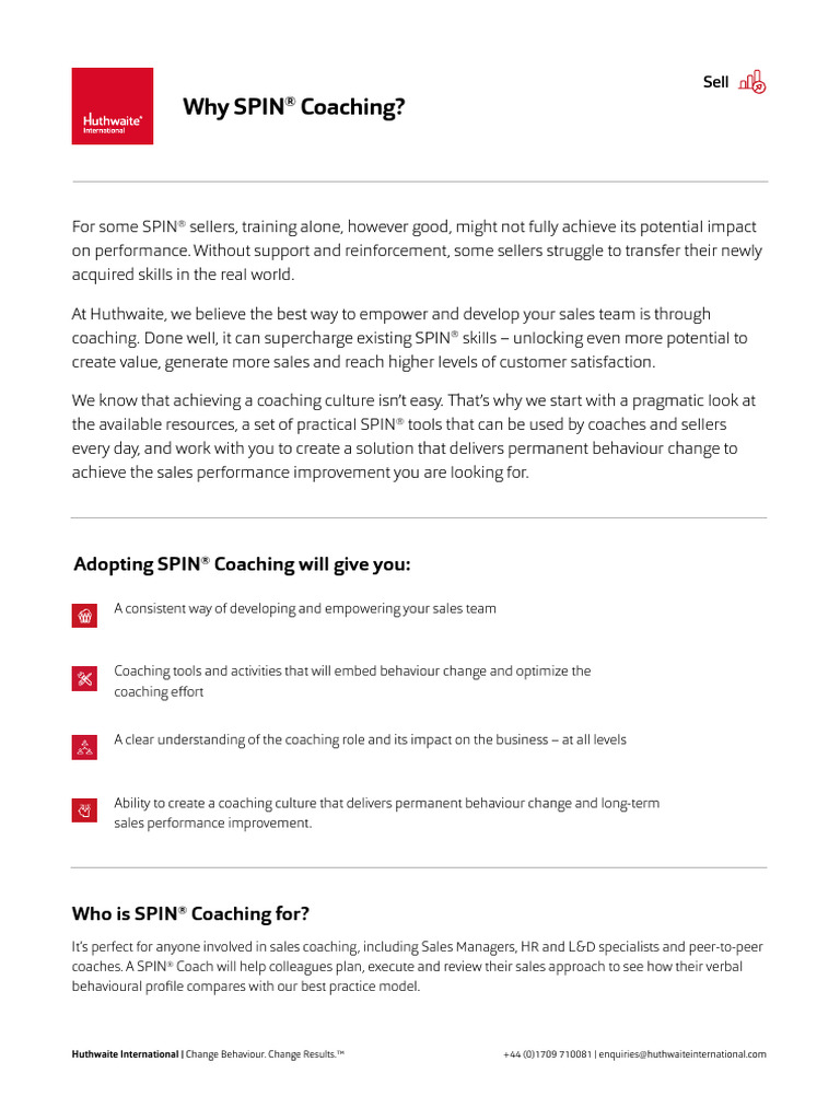 Why SPIN Coaching | PDF | Sales | Behavior