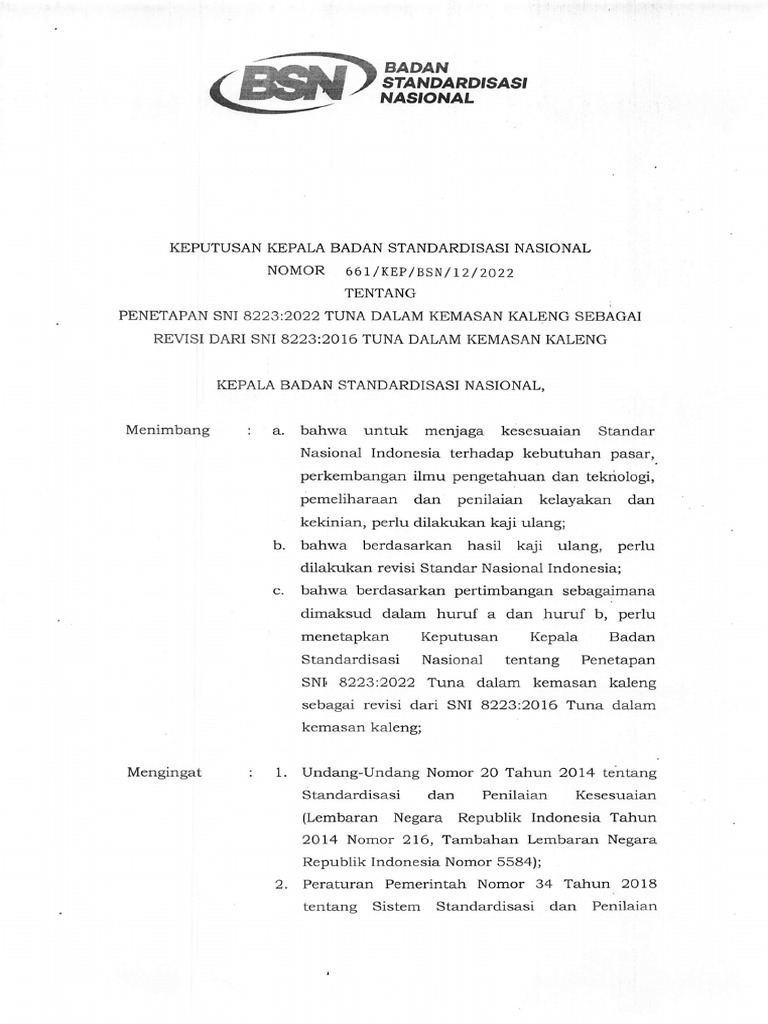 FS-03 SNI 8223-2022 Tuna Dalam Kemasan Kaleng | PDF