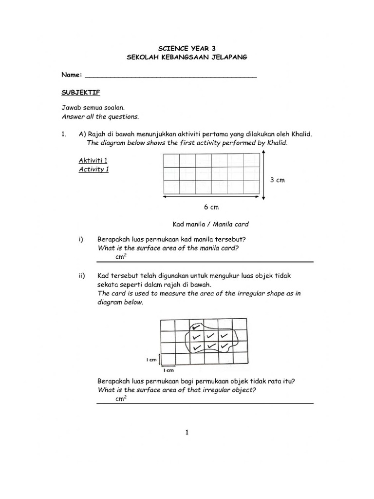 Science Year 3 - Worksheet | PDF