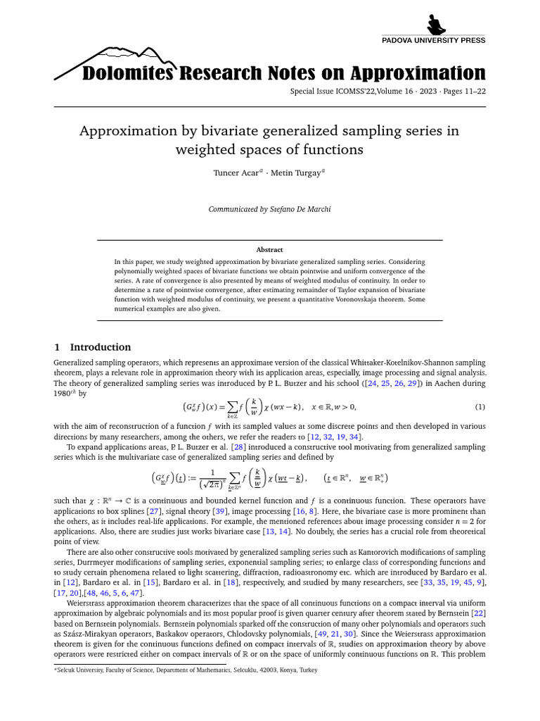 Bivariate Sampling Series in Weighted Spaces | PDF | Continuous Function | Function (Mathematics)