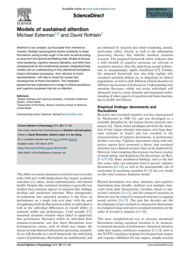 Esterman 2019 | PDF | Attention | Mind Wandering