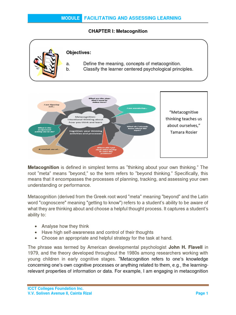 PROFED 4 Chap1-4 | PDF | Metacognition | Learning