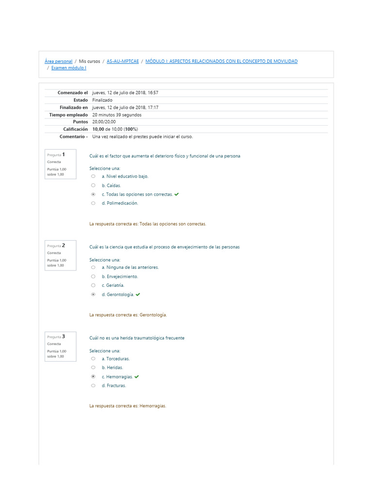 Examen Módulo I FNN Movilizaciones | PDF | Vejez | Envejecimiento