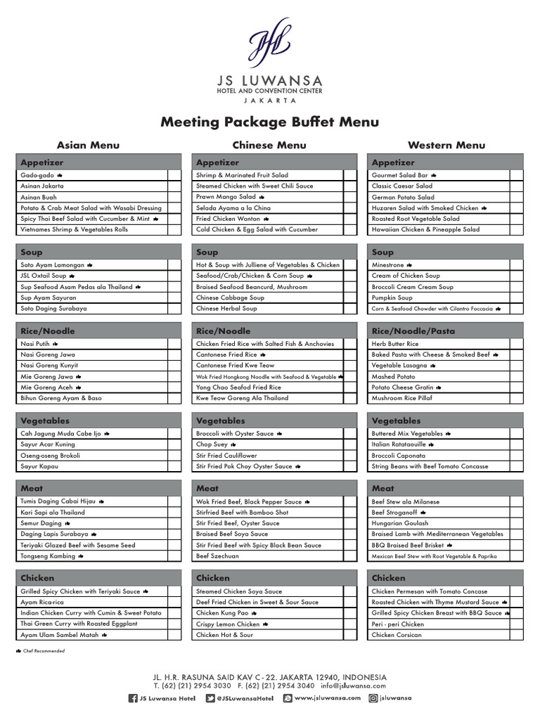 Diverse Meeting Buffet Menu Options | PDF | Sauce | Beef