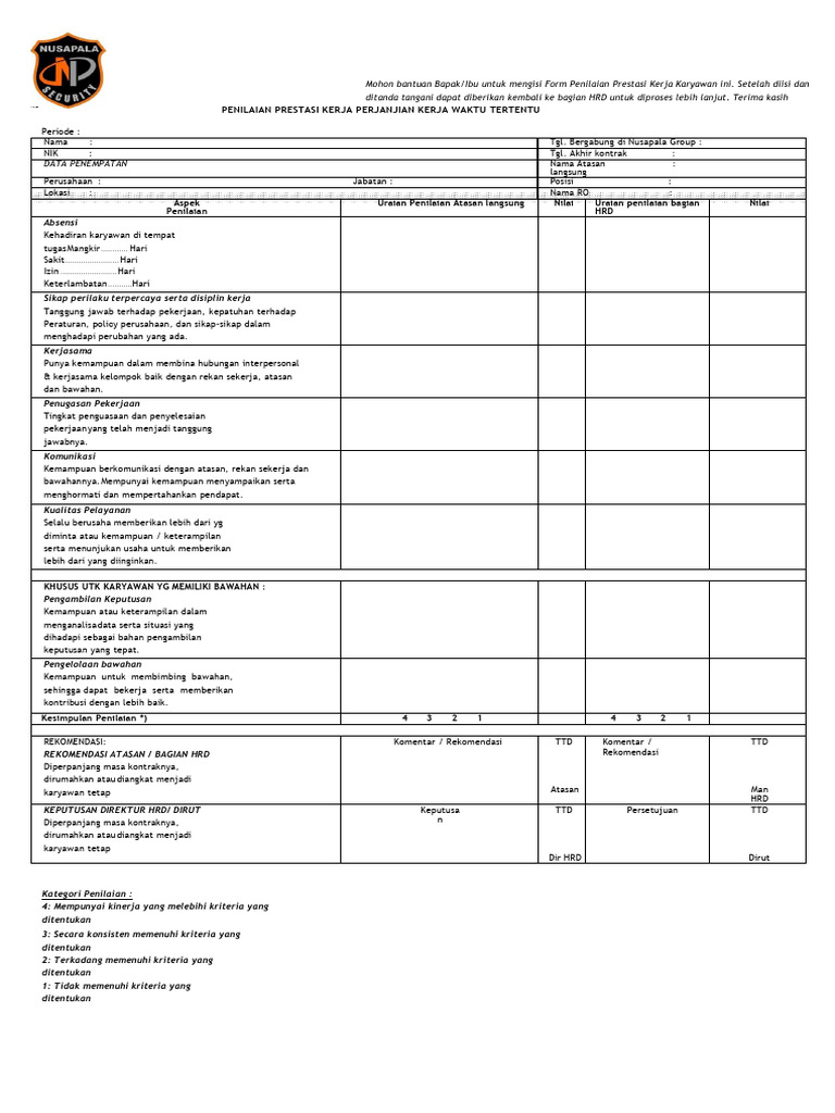 Form Penilaian Pt. SKN | PDF