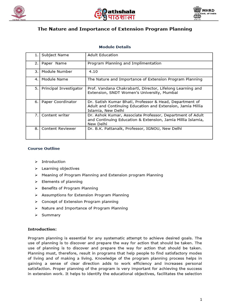 Program Planning in Extension | PDF | Planning | Leadership