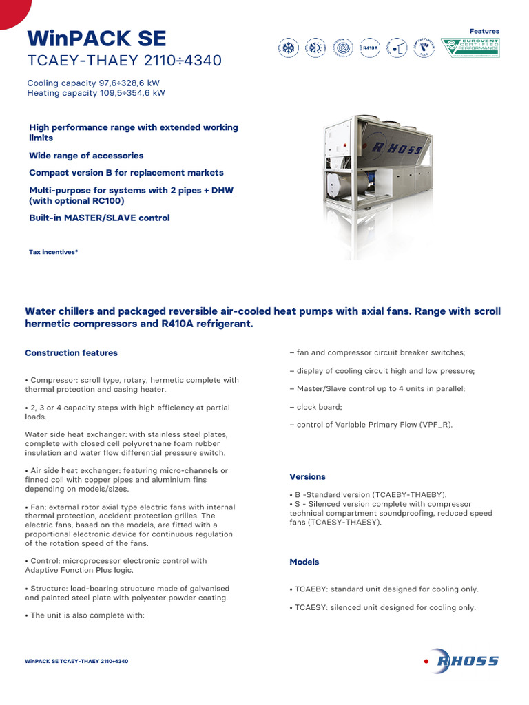 WinPACK SE TCAEY-THAEY 2110Ã 4340 | PDF | Heat Exchanger | Heat Pump