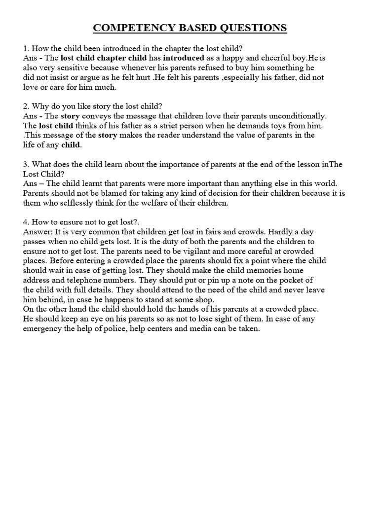 "The Lost Child: Lessons for Parents" | PDF | Wellness