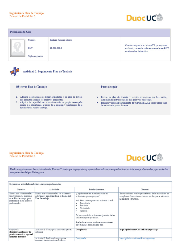 Seguimiento Plan de Trabajo - APP6-duoc-uc-2023 | PDF | Informática