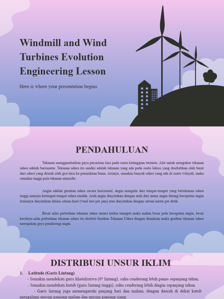Windmill and Wind Turbines Evolution Engineering Lesson by Slidesgo | PDF