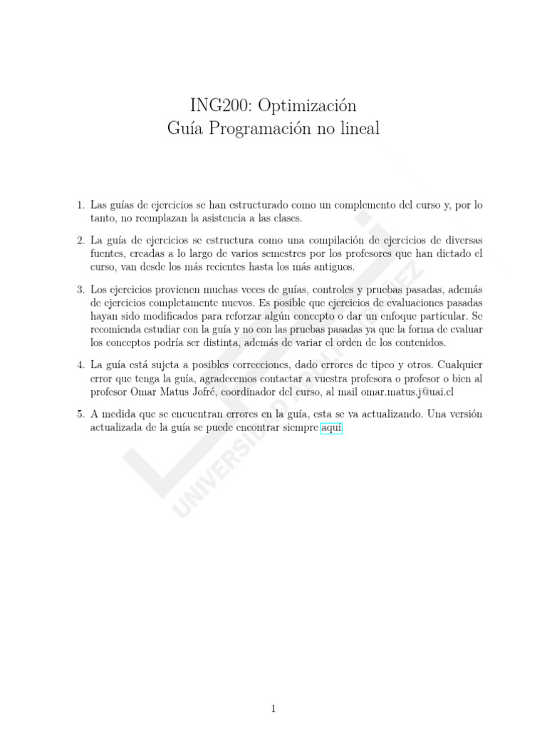 Guía Programación No Lineal | PDF | Optimización Matemática