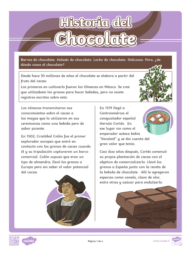CL L 1657544226 Comprension de Lectura Historia Del Chocolate Ver 4 ...