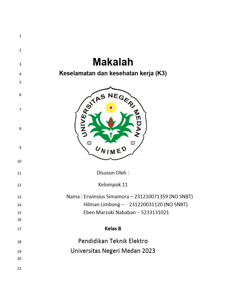 Makalah Kesehatan Dan Keselamatan Kerja (K3) | PDF | Teknologi & Rekayasa