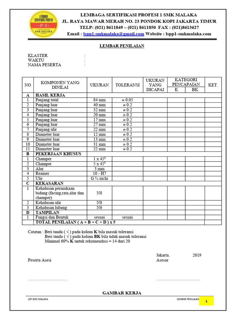 Penilaian LSP SMK Malaka 2019 | PDF